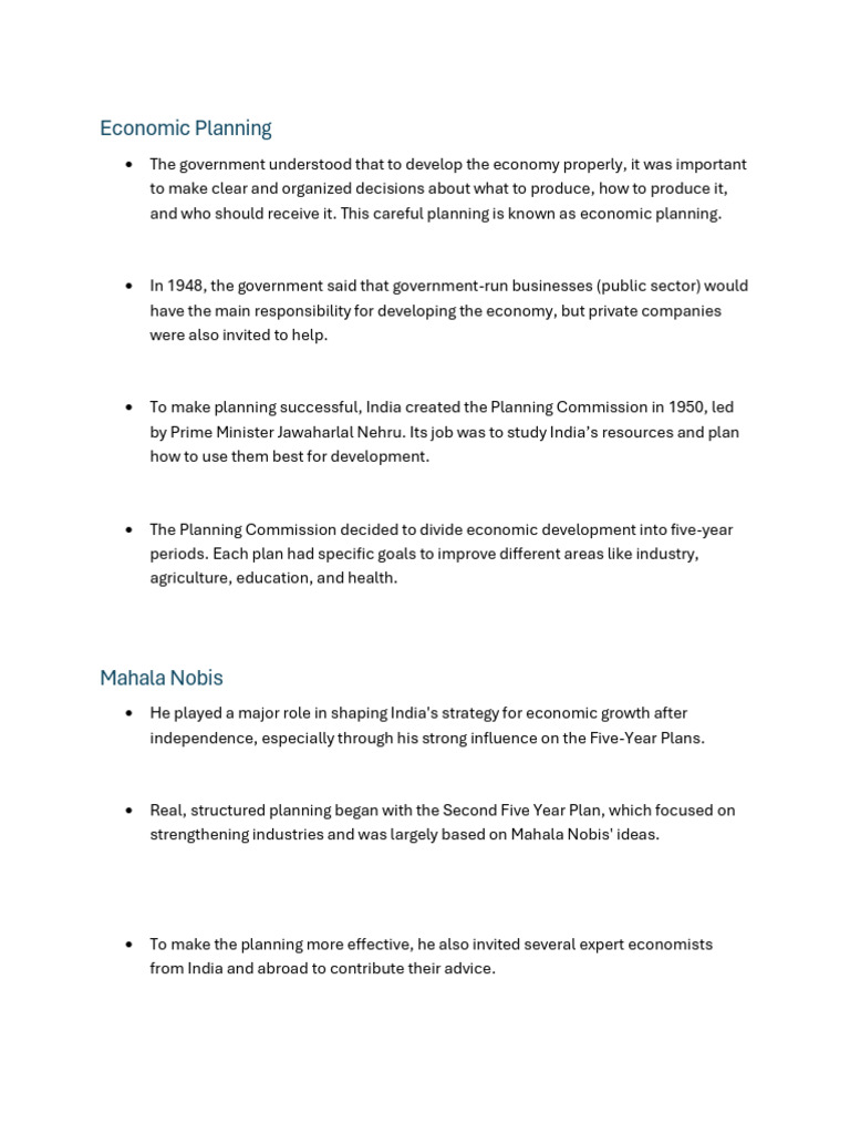 India's Economic Planning Overview | PDF
