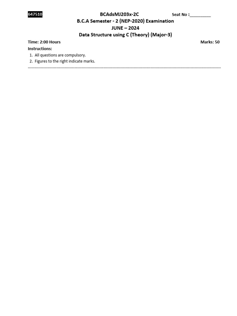 Nep2020-2024-Bca2-Ma24 - Data Structure Using C (Major) | PDF | Algorithms And Data Structures ...