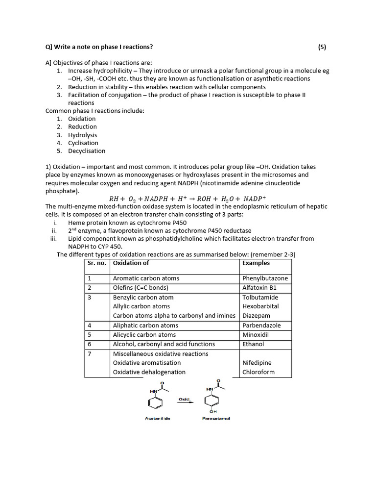 Phase I and II Reactions Overview | PDF | Drug Metabolism | Solvation