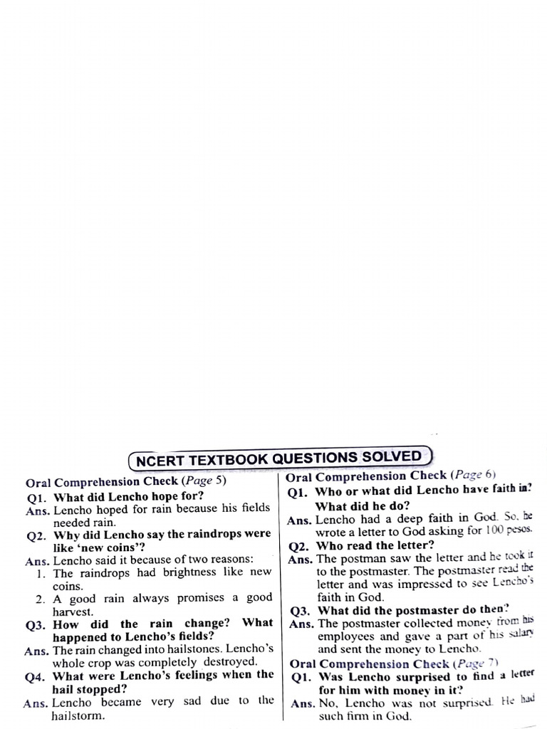 Letter to God NCERT Answers | PDF