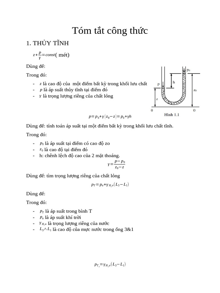 Tóm-tắt-công-thức-thí-nghiệm clc | PDF