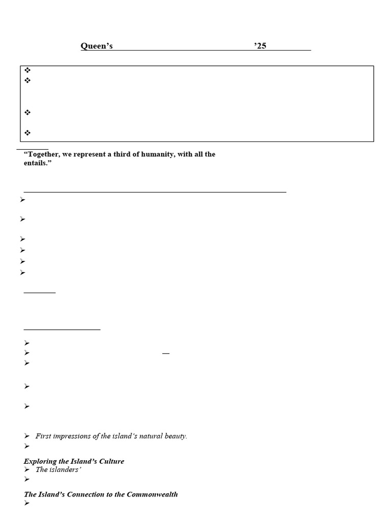 Queen's Commonwealth Essay Worksheet'25 | PDF | Island | Sea
