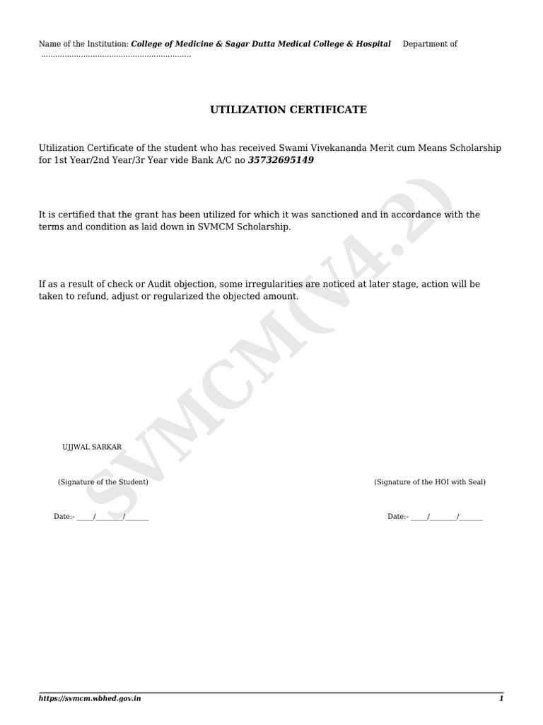 Utilization Certificate (2) | PDF