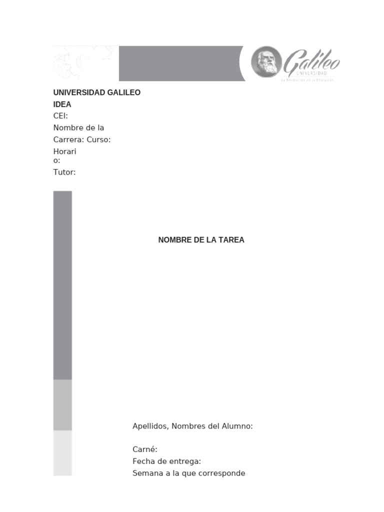 Carátula Oficial Universidad Galileo | PDF