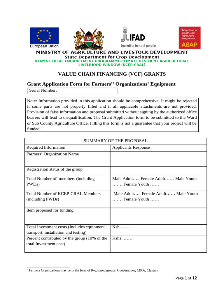 VCF Application Form - Farmer - Organizations 14-03-2023 | PDF ...