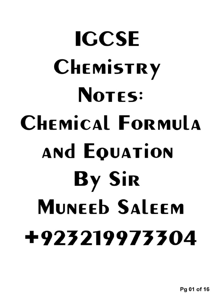 Chemical Formula and Equations | PDF