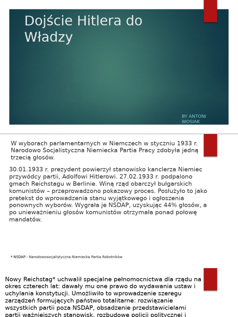 Dojście Hitlera Do Władzy | PDF