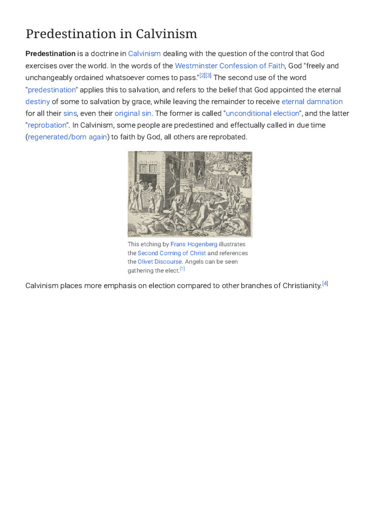 Predestination in Calvinism - Wikipedia | PDF | Predestination | Theology