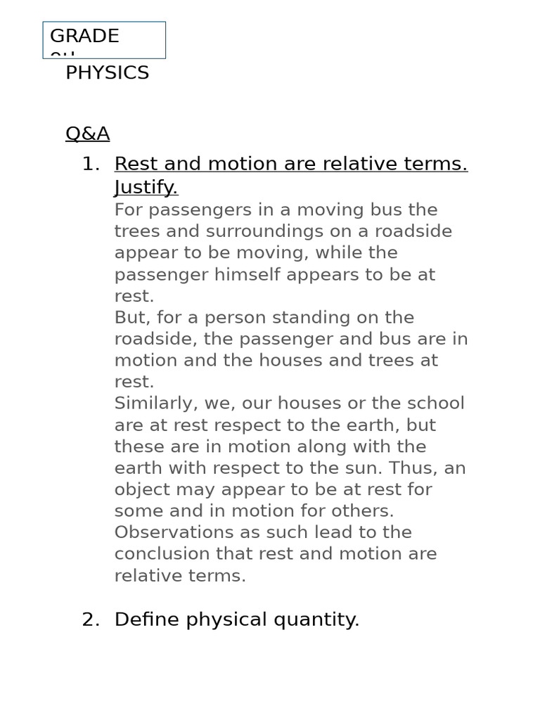 PHYSICS Q and A | PDF