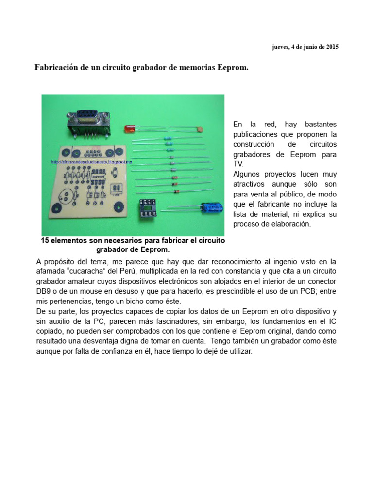 Grabador de Memorias Eeprom | PDF | Placa de circuito impreso | Electricidad