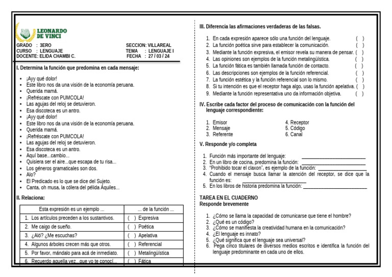 3°separat. 02. Villareal - Lenguaj | PDF | Comunicación