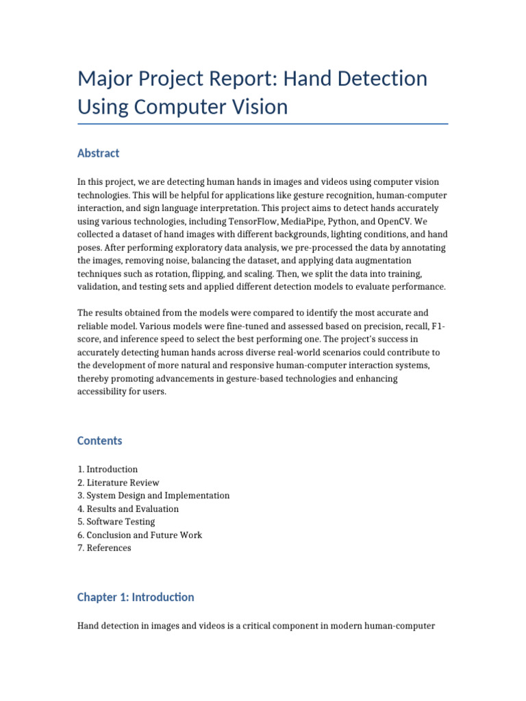 hand_detection_project_report | PDF | Computer Vision | Deep Learning