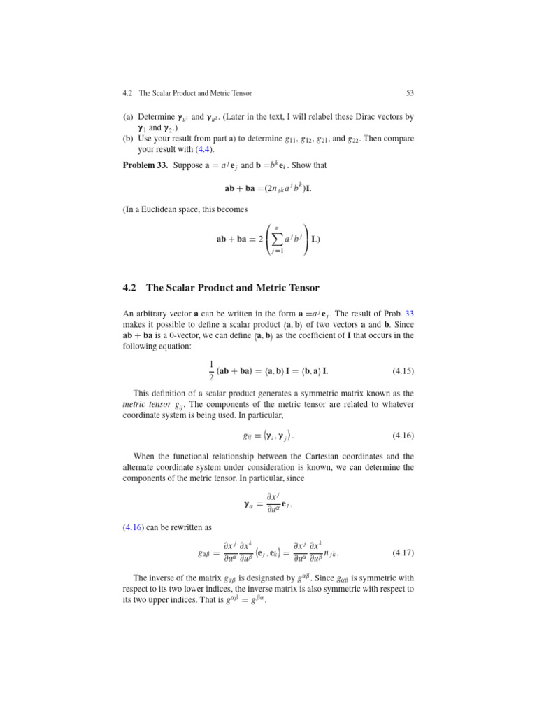 Scalar Product and Metric Tensor in Geometry | PDF | Vector Space ...