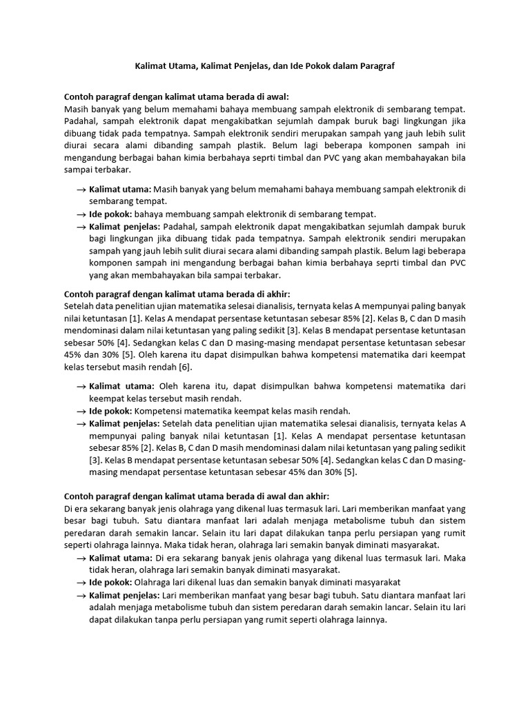 S Kalimat Utama dan Ide Pokok dalam Paragraf | PDF