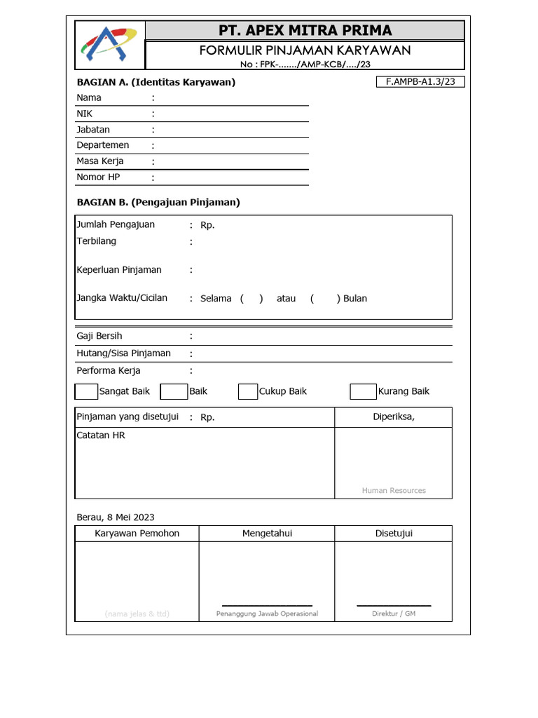 Form Pinjaman Karyawan | PDF