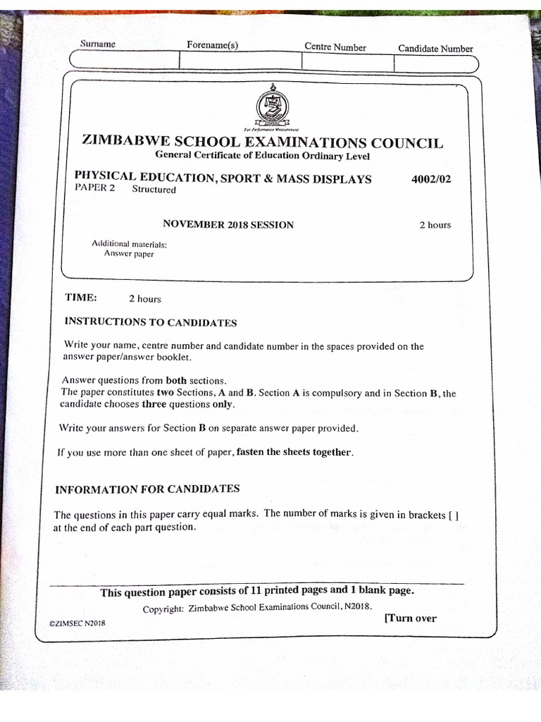 Pesmd P2 Zimsec 2018 | PDF