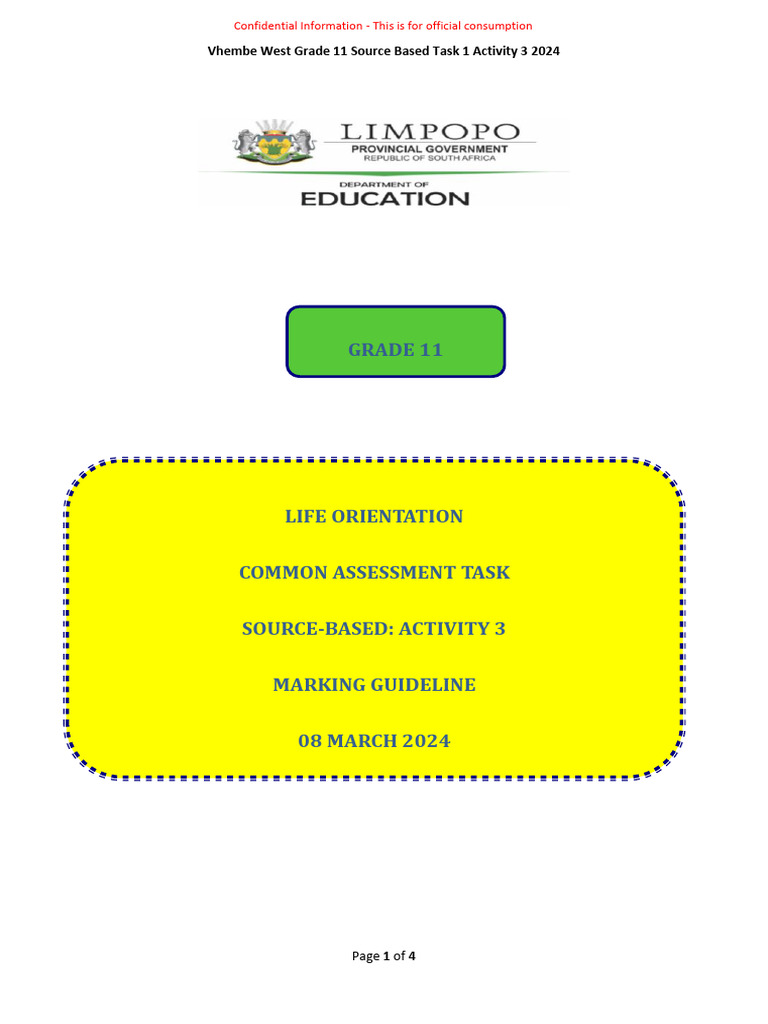 Lo Grade 11 Task 1 Activity 3 Marking Guideline | PDF