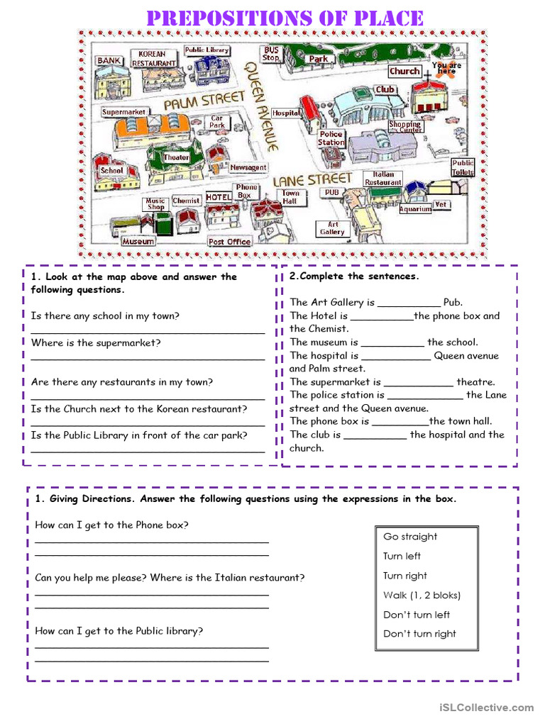 Prepositions Of Place In City Maps Pdf