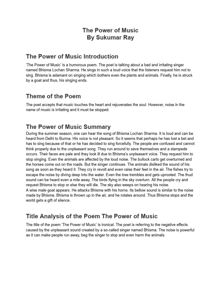 The Power of Music - 10 ICSE | PDF