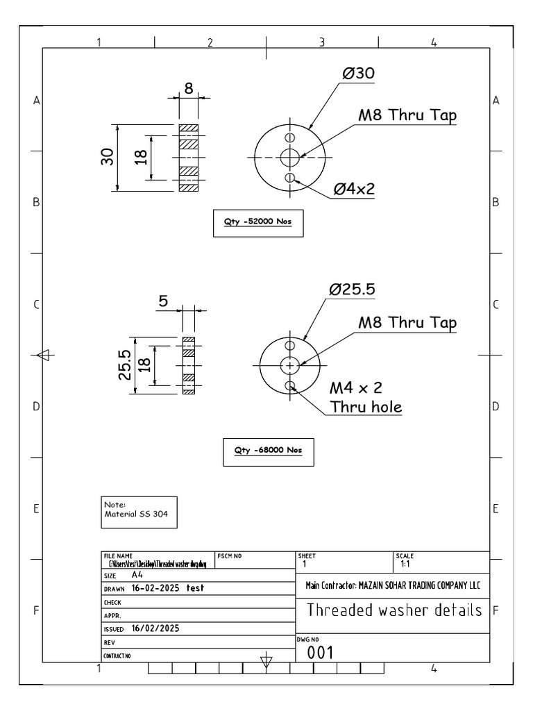 Threaded Washer Dwg-Model | PDF