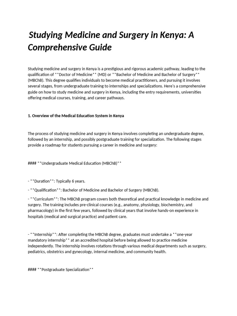 Medicine and Surgery Study Guide Kenya | PDF | Medical School | Medicine