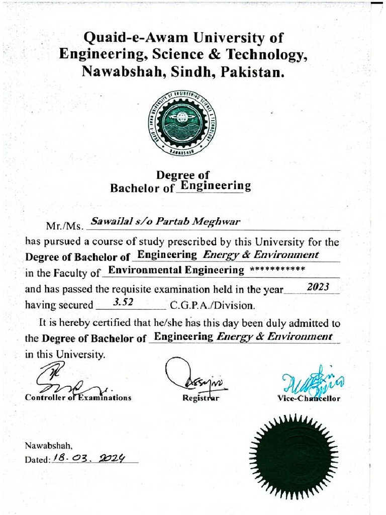 Bachelor Degree Certificate | PDF