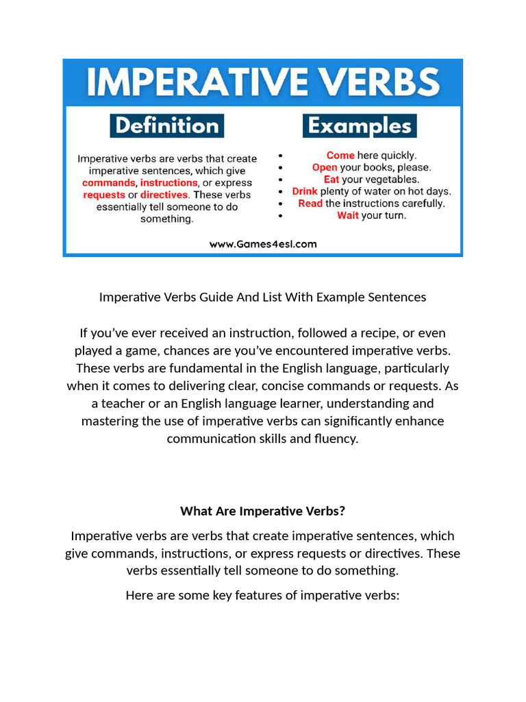 Imperatives (Elaborate Explanation) | PDF | English Language ...