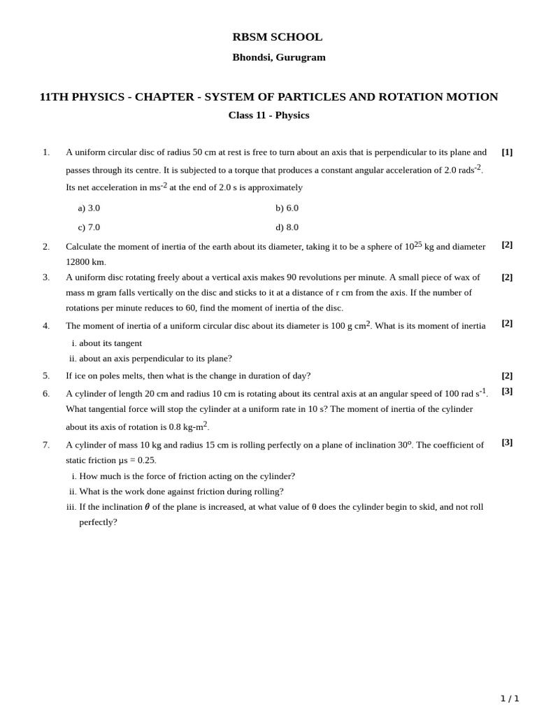 11th Physics Worksheet - 20 Noc 2024 | PDF