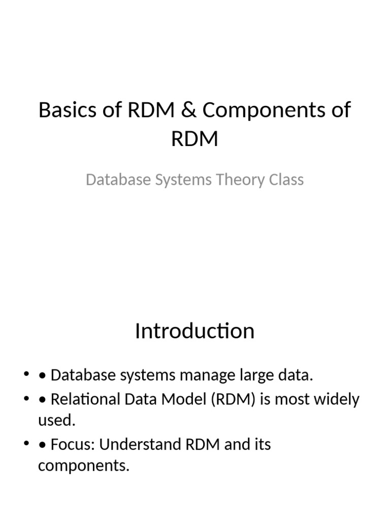 Basics of RDM Components of RDM Theory Class | PDF