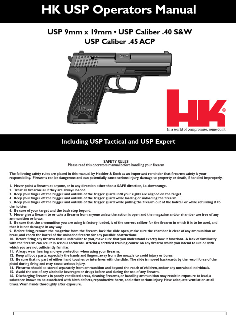 usp_man | PDF | Trigger (Firearms) | Projectiles