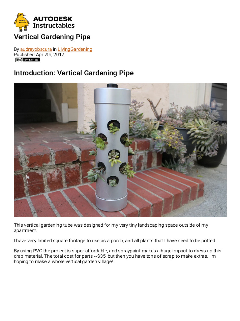 Vertical Gardening Pipe _ 11 Steps (with Pictures) - Instructables | PDF | Pipe (Fluid ...