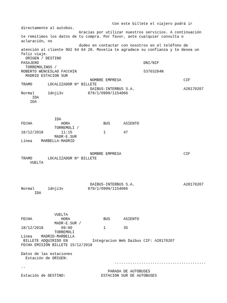 Su Billete Movelia 71380427 PDF | PDF | Transporte | Transporte público
