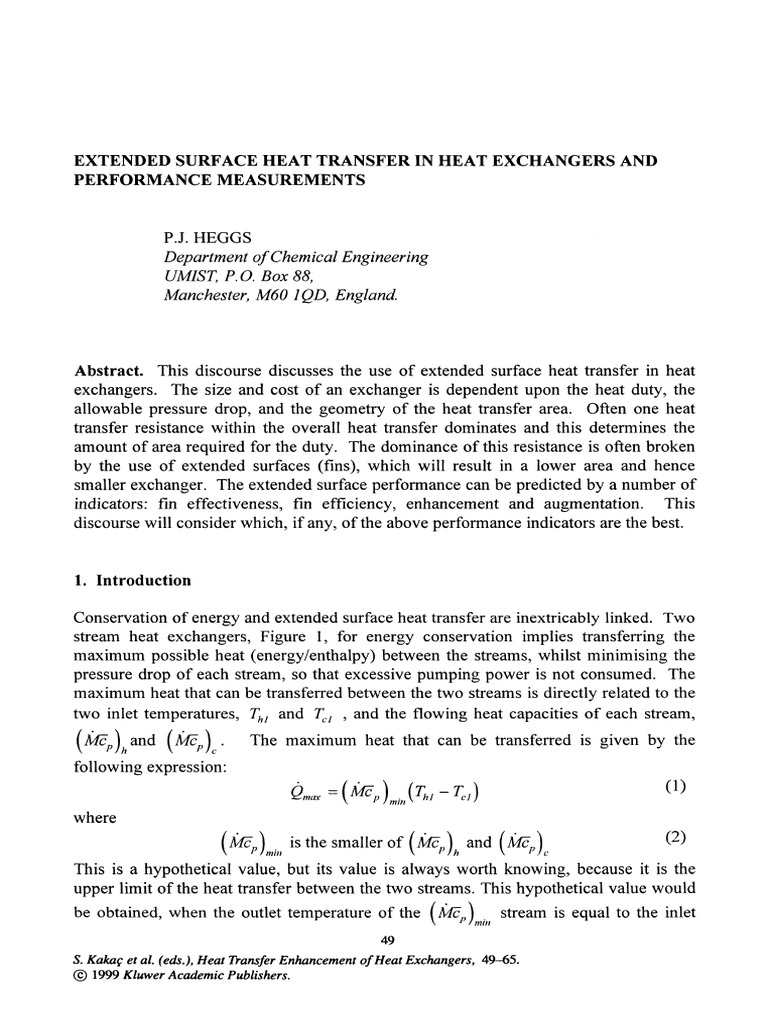 Til T: Extended Surface Heat Transfer in Heat Exchangers and ...