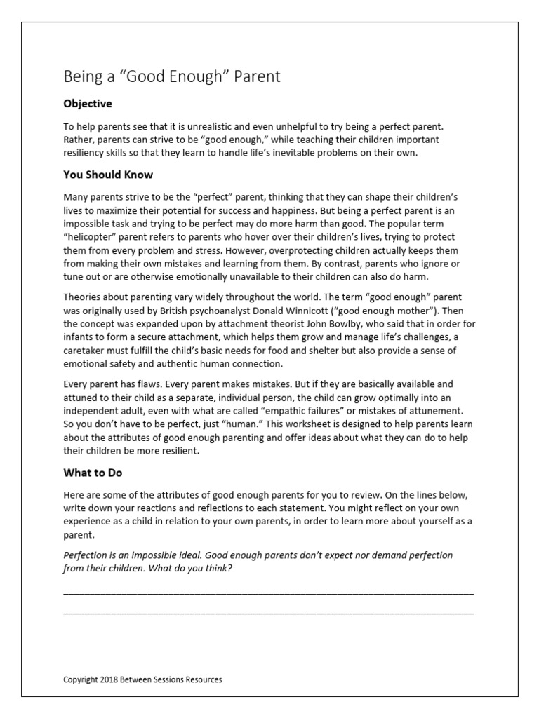 Being a Good Enough Parent 030319 | PDF | Attachment Theory | Human Development