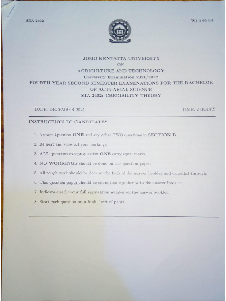 STA 2492 Credibility Theory | PDF