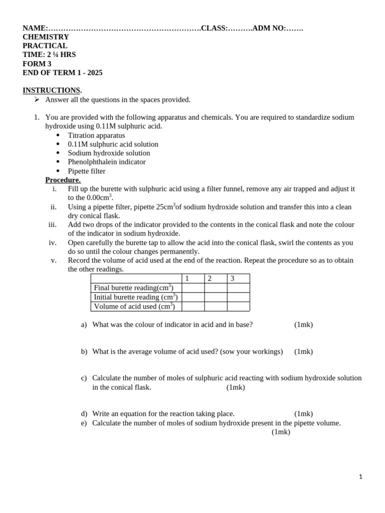 Chemistry f3 Pp3 Qs | PDF | Titration | Chemistry