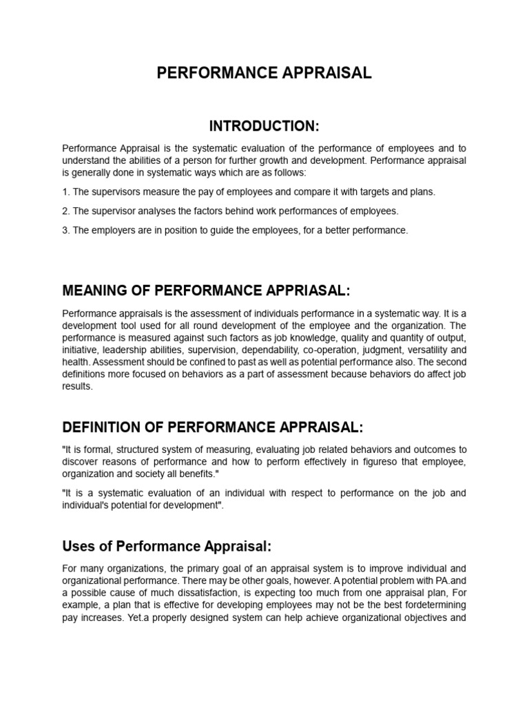 Performance Appraisa1 | PDF | Performance Appraisal | Evaluation