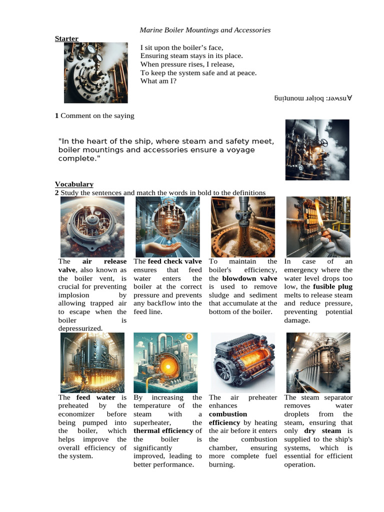 Marine Boiler Mountings and Accessories - Lessons | PDF | Boiler | Steam