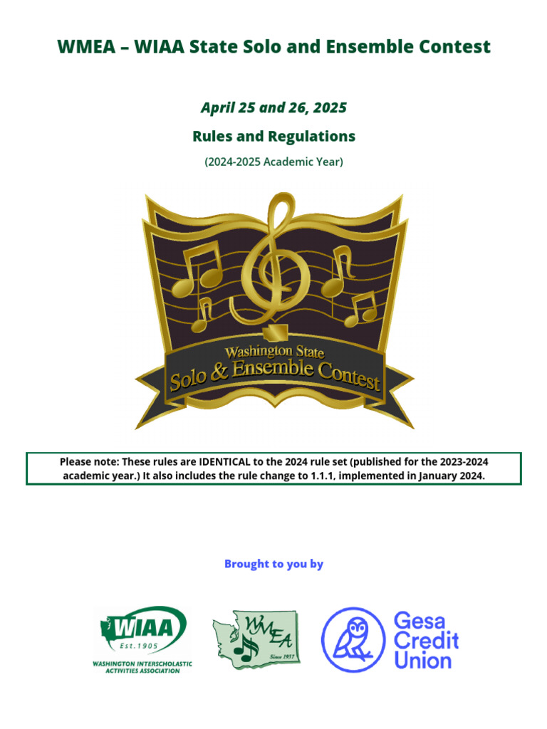 WMEAWIAA State Solo and Ensemble Rules 2025 Logo Update | PDF | Music ...