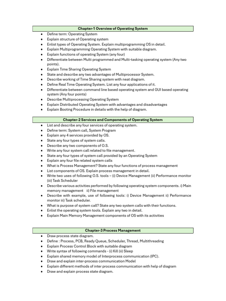 OSY-Chapterwise Questions | PDF | Thread (Computing) | Operating System