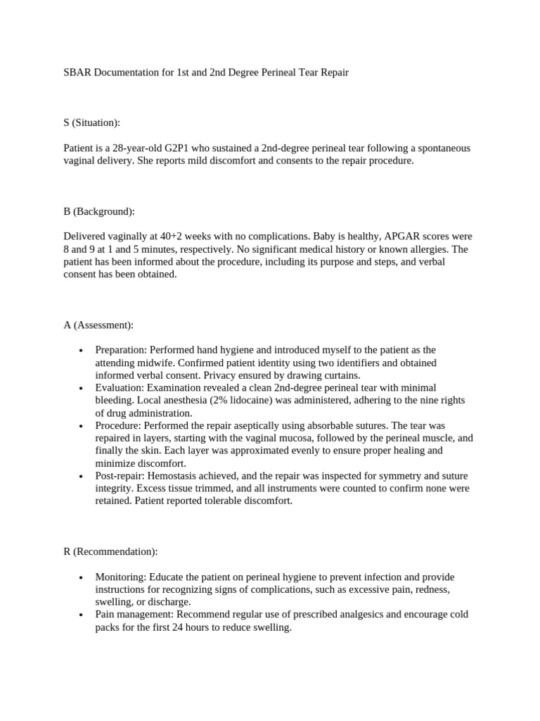 Perineal Tear Repair Post-Delivery | PDF
