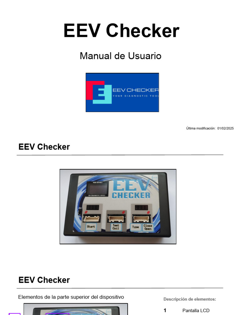 Manual de Usuario EEV Checker | PDF | Conector eléctrico | Bienes ...