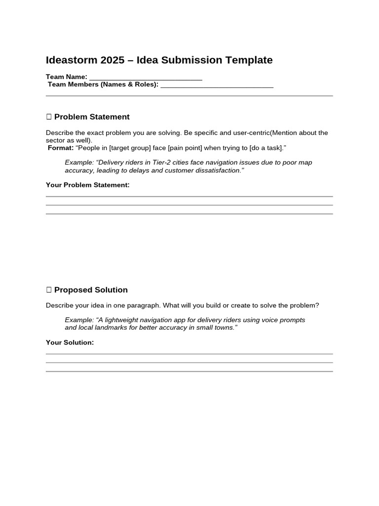 Idea Submission Template for 2025 | PDF