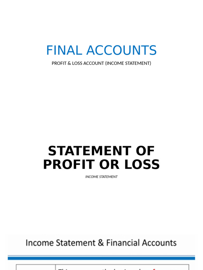 Final Accounts - Statement of P L Account IBDP | PDF | Income Statement ...