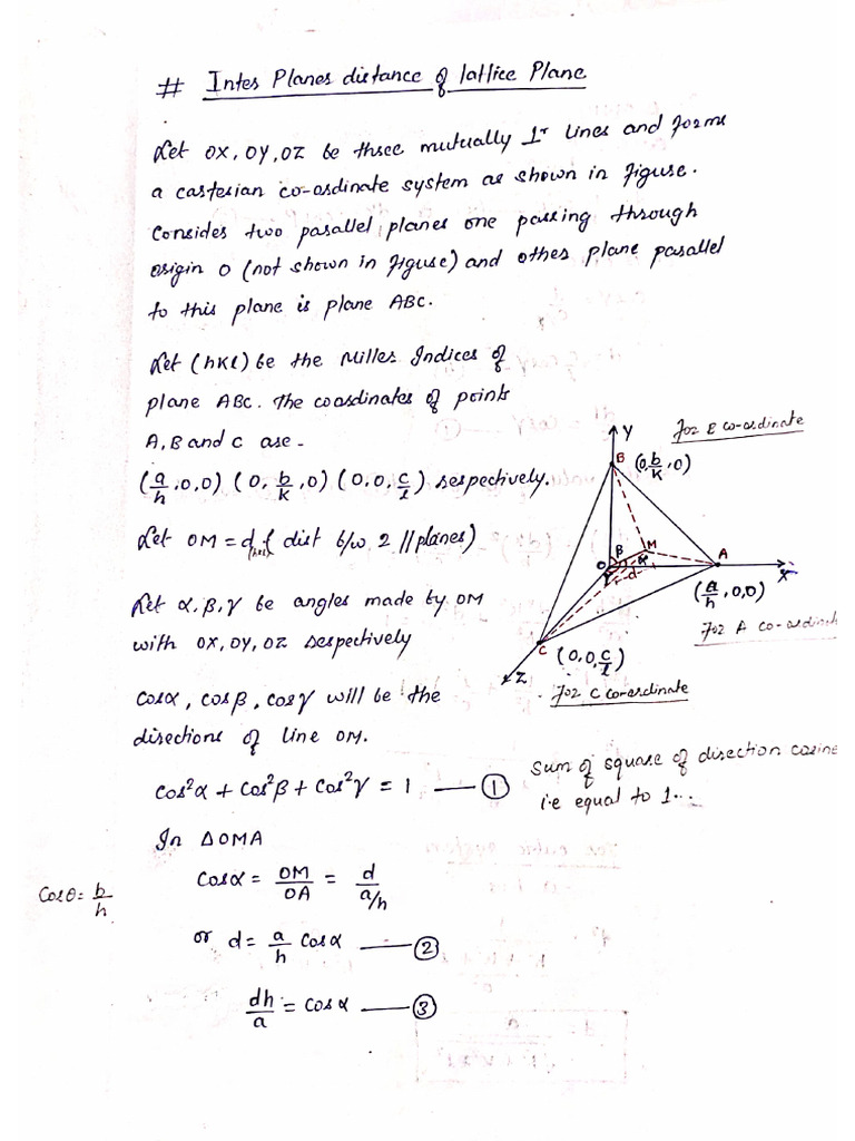 Inter Planer Distance of Lattice Plane | PDF
