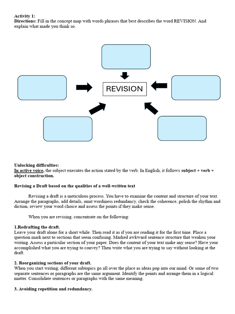 Revising A Draft Based On Well-Written Qualities-Activity | PDF | Verb ...