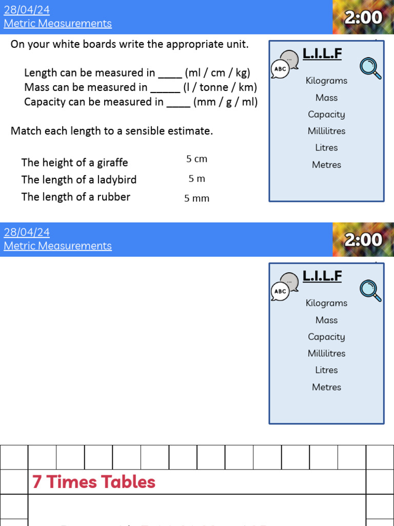 Child Copy of L1 Metric Meassurements | PDF | Litre | International ...