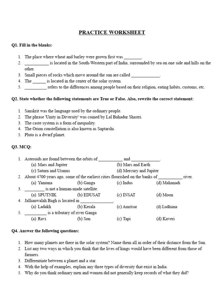 Pre Mid Worksheet Grade 6 | PDF