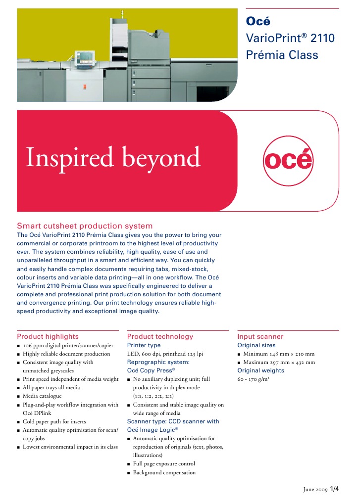 VarioPrint 2110 Specifications | PDF | Image Scanner | Printer (Computing)