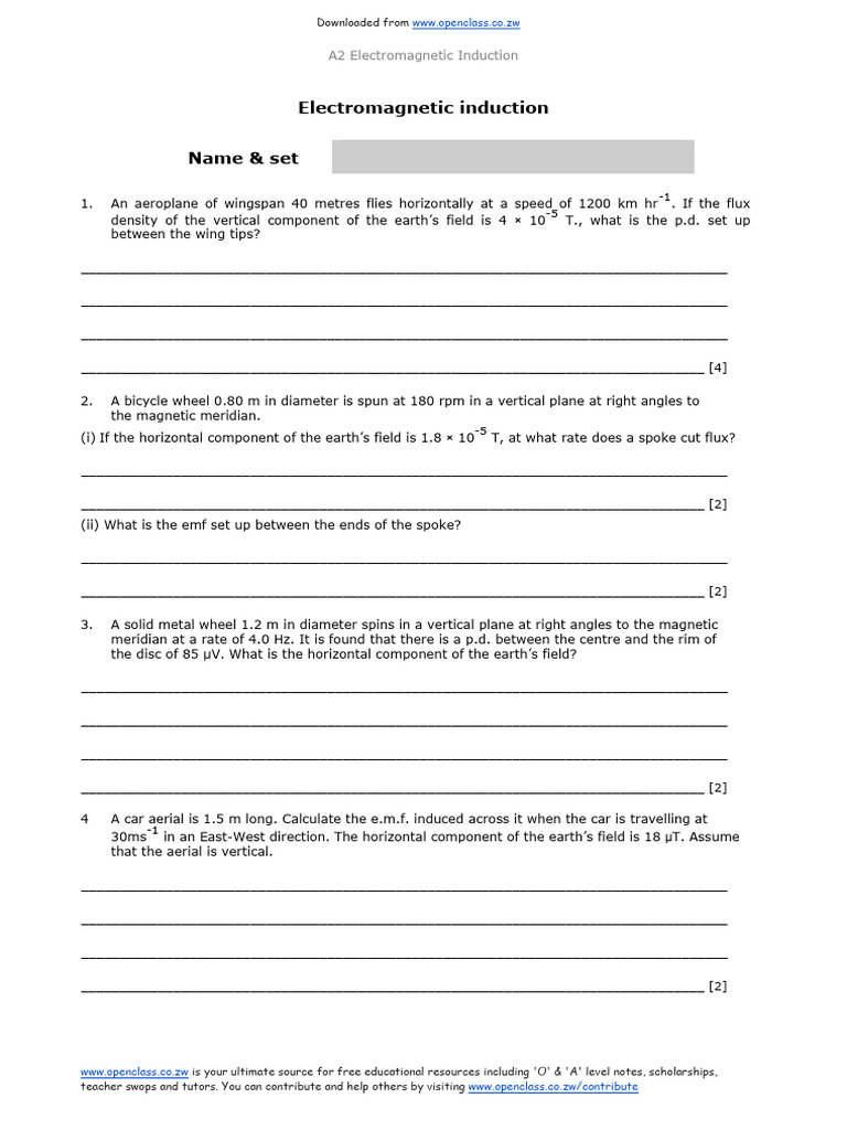 Electromagnetic Induction | PDF | Electromagnetic Induction | Magnetic ...